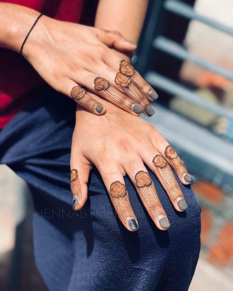 20 Simple And Easy Finger Mehndi Designs for Back Side