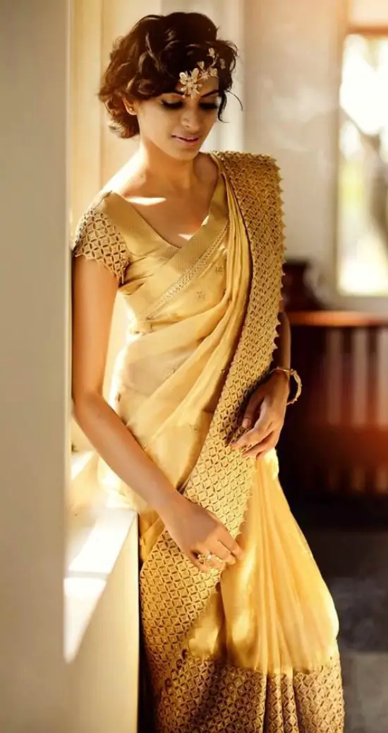23 Amazing Blouse Designs for Golden Sarees