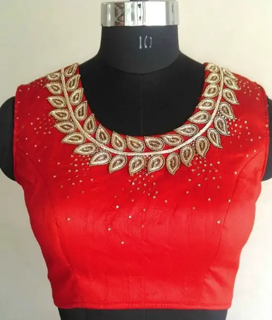 22 Graceful Pics of simple thread work blouse & Saree designs