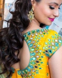 20 Pics Of Simple Mirror Work Blouse & Saree Designs