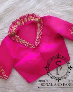 15 Graceful Pics Of Simple Thread Work Blouse & Saree Designs