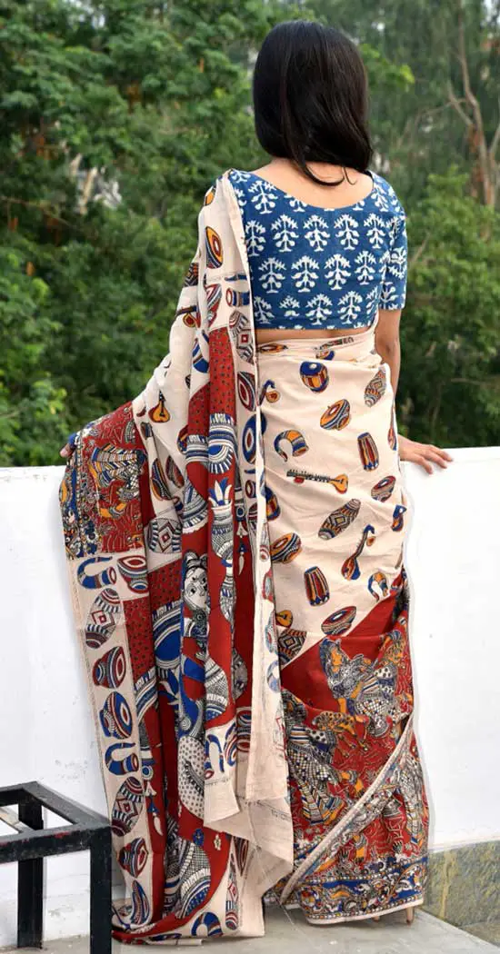 18 Kalamkari Sarees and With Matching Blouses