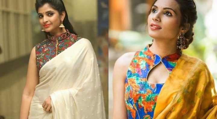 Top 20 Half Collar Neck Blouse Designs