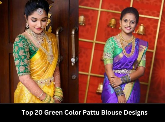 Top 20 Green Color Pattu Blouse Designs