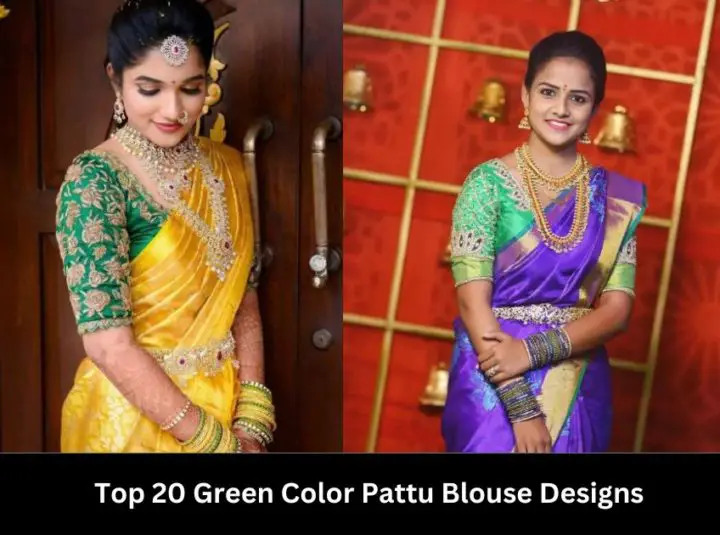 Top 20 Green Color Pattu Blouse Designs