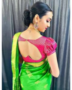 20 Beautiful Kathpadar Saree Back Neck Blouse Designs