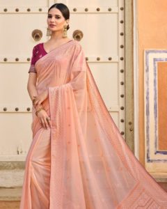 Peach Saree Blouses: 20 Color Combinations To Turn Heads